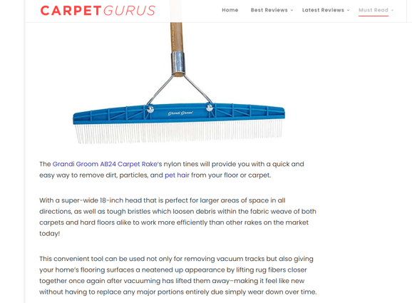 Our Bestselling Grandi Groom Carpet Rake makes it easy for homeowners ...